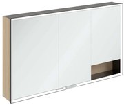 Villeroy & Boch My View+ - Zrcadlová skříňka s LED osvětlením 130x75x17 cm, 3 dvířka, Nordic Oak/matná černá B48113VJ
