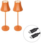 Sada 2 retro stolních lamp oranžových dobíjecích IP44 - Granny