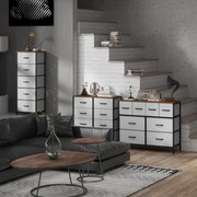 HOMCOM Komoda se 8 zásuvkami, skládací úložná jednotka na tkaniny - černý ocelový rám - 100 x 30 x 78 cm | Aosom
