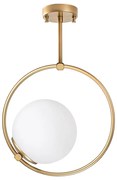 Bílé/v mosazné barvě stropní svítidlo se skleněným stínidlem 39x26 cm Dolunay – Opviq lights