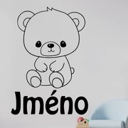 Živá Zeď Samolepka na zeď Medvídek se jménem Barva: černá