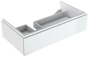 Geberit Xeno 2 - Skříňka pod umyvadlo 90 cm s odkládací plochou, zásuvka s LED svítidlem, lesklá bílá 500.513.01.1