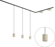 Moderní kolejnicový systém černý se 3 závěsnými svítidly a 2 béžovými stropními svítidly 1-fázový - Iconic Holt Pulley