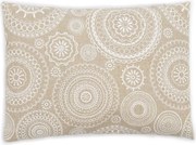 Špaldový polštář Béžová mandala, 38 × 28 cm – béžový, s motivem mandaly, česká ruční výroba