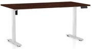 Výškově nastavitelný stůl OfficeTech B, 160 x 80 cm, bílá podnož, wenge