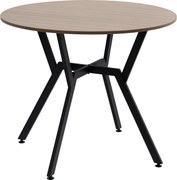 HOMCOM Kulatý Jídelní Stůl Průmyslový Kuchyňský Stůl s Dřevěnou Deskou a Ocelovým Rámem pro Obývací Pokoj Nosnost 60 kg Ø90x76 cm Hnědý | Aosom
