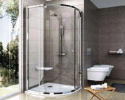 Ravak Pivot - Čtvrtkruhový sprchový kout PSKK3-80, 77-80 cm, satin/čiré sklo 37644U00Z1