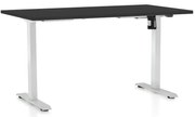 Výškově nastavitelný stůl OfficeTech A, 140 x 80 cm, bílá podnož, černá