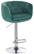 LuxuryForm DESIGN Barová židle MONTANA VELUR na stříbrné kulaté podstavě - zelená