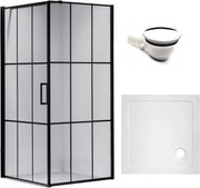 BPS-koupelny Čtvercový sprchový kout HYD-SK13B 90x90 černá/transparent + vanička HYD-SSV-ST02A bílá