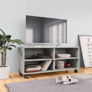 TV stolek s kolečky betonově šedý 90x35x35 cm kompozitní dřevo