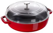Staub Litinový kastrol se skleněnou poklicí Braiser, 24 cm, višňový 12722406