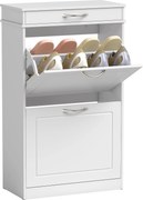 HOMCOM botník pro 8 párů — úzká skříňka do předsíně se zásuvkou a výklopnými dvířky, 53 × 26,5 × 89 cm, bílá | Aosom