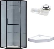 BPS-koupelny Pětiúhelníkový sprchový kout HYD-PK4026A 80x80 černá/transparent + vanička HYD-PSV-SXL07A bílá