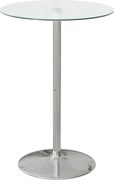 HOMCOM Moderní vysoký barový stůl, kulatý kuchyňský stůl pro 2 osoby se základnou ze železa a skleněnou deskou, Ø70x102cm, Průhledný | Aosom