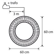 Vánoční závěsné světlo Věnec stříbrný 60cm vč. LED IP44 - Nawa