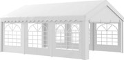 Outsunny Party Gazebo Carport 6x4m Pergola Skládací Pavilion 4 Boční Panely Okna Anti-UV pro Akce a Svatby Ocel PE Bílý | Aosom