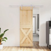 Posuvné dveře s kováním 70 x 210 cm masivní borové dřevo