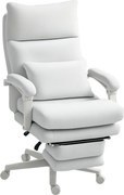 HOMCOM Ergonomická kancelářská židle s bederní oporou, vysokým opěrákem, podnožkou, výškově nastavitelná otočná židle s vzhledem lnu, polstrovaná počí