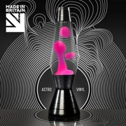 Mathmos Astro Vinyl, originální lávová lampa s čirou tekutinou a růžovou lávou, 43cm
