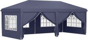 Outsunny skládací pavilon 6 x 3 m, odnímatelné boční stěny, velká okna, dveře na zip, ocelový rám, modrý