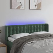 Čelo postele s LED tmavě zelené 147 x 16 x 78/88 cm samet