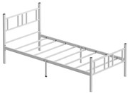 Kovová jednolůžková postel PIRON 90x200 cm bílá nosnost 120 kg