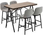 HOMCOM Barový set 5 ks s barovými židlemi, jídelní set do kuchyně, bistro stůl se 4 židlemi, kov, světle hnědá, 120x60x91 cm | Aosom.de