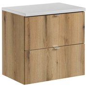 Závěsná skříňka Nova Oak s deskou 60 cm dub evoke/bílá