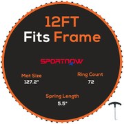 SPORTNOW Skákací Matraci pro Trampolíny Ø 366 cm, 72 Očka a 140mm Délka Pružin, 8-Násobný Šev, UV-Odolná Skákací Tkanina, Nosnost 120 kg, včetně Nástr
