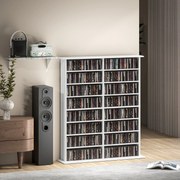 HOMCOM Úložný prostor na CD a DVD, multimedia úložná jednotka se 16 přihrádky a 12 nastavitelnými policemi, maximální kapacita 720 CD/396 DVD a Blu-ra