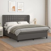 Box spring postel s matrací šedá 160x200 cm umělá kůže 3129043