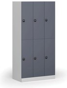 Šatní skříňka S1 s úložnými boxy, 6 boxů, 1850 x 900 x 500 mm, demont, RFID zámek, tmavě šedé dveře