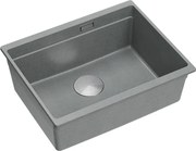 QUADRON Šedý kuchyňský granitový dřez Logan 100, jednokomorový k instalaci pod kuchyňskou desku