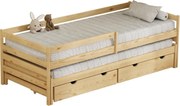 Postel s přistýlkou a úložným prostorem, 90x200, přírodní, ELARA Kondela 0000412691