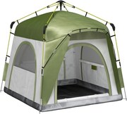 Outsunny Campingový stan pro 4 osoby s oknem 240x240x195cm Hliníková slitina a sklolaminát Snadné stavění Zelená šedá 190TPU1000mm |