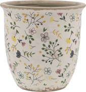 Béžový antik keramický obal květináč s květy Cavaillon L - Ø 17*16 cm