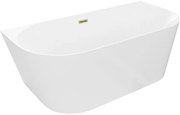 Mexen Oval Slim volně stojící přisazená vana 170 x 80 cm, bílá, přepad zlatý - 52661708000-50