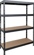 AR Shelving Kovový regál RIVET antracitový, 4 police, 250 kg, 180 x 120 x 45 cm