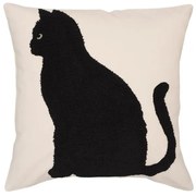 SCANquilt povlak BLACK CAT sitting cat smetanovočerná 45 x 45 cm