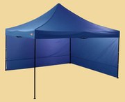 Rychlerozkládací nůžkový stan 4x4 m – ocelový, Modrá, 2 boční plachty
