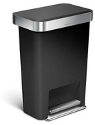 Simplehuman - Odpadkový koš 45 l, s kapsou na sáčky, nerez/černá CW1385CB