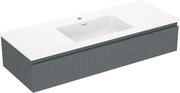 Mexen Rivel, koupelnová skříňka 120 cm s umyvadlem Otis, 1 zásuvka, drážkovaná, grafitová matná/bílá matná, 91A20-12023-1-BF66-W18M0