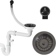 Sink Quality, 1-komorový manuální sifon pro granitové dřezy, grafitová, SKQ-1M11BK