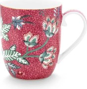 Pip Studio Flower Festival hrnek 180 ml, tmavě růžový (Hrnek Flower Festival)