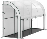 Outsunny skleník s rolovacími dveřmi, zimní skleník z ocelové fólie, skleník na balkon, zahrada, rajčatový skleník s UV ochranou 300x80x157cm rajčato…