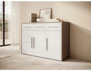 ADRK Komoda MARDEN OMBD-WS 130, bílá lesk/dub mont blanc dark