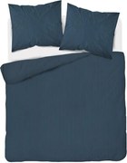 Detexpol Damaškové ložní prádlo 160x200 džínové tmavě modré jednobarevné pruhy 1 cm Pure