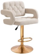 LuxuryForm DESIGN Barová židle ADRIA VELUR na zlaté kulaté podstavě - krémová