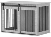 PawHut Domácí klec pro psy PawHut, uzamykatelná bouda pro psy s vchodem, box pro psy s posuvnými dveřmi, bouda pro velké psy do 30 kg, šedá, 98 x 58 …